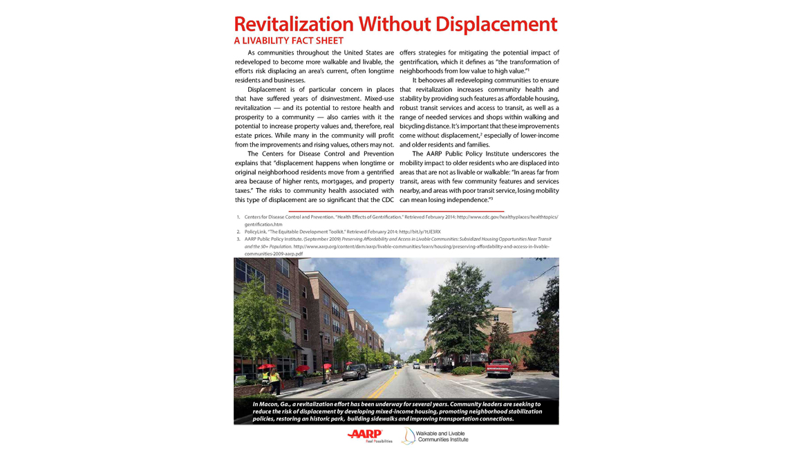 Livability Fact Sheet, Revitalization Without Displacment, Age-Friendl...